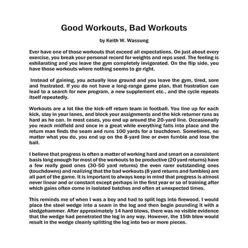 Good workouts bad workouts | PDF