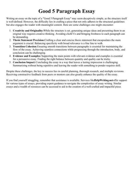 Example Of 5 Paragraph Essay.pdf | Homework and Study | Education