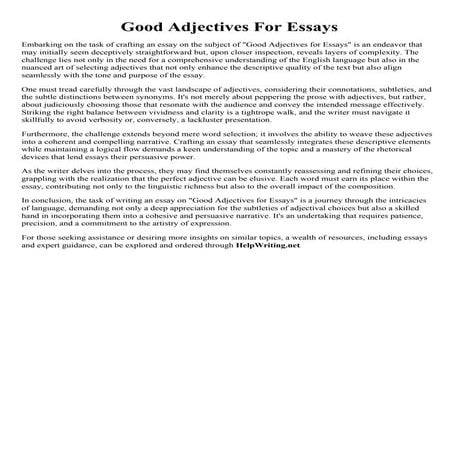 Good Adjectives For Essays | PDF