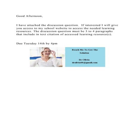 Good Afternoon,I have attached the discussion question. If in.docx