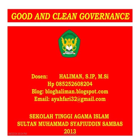 GOOD AND CLEAN GOVERNANCE | PPT