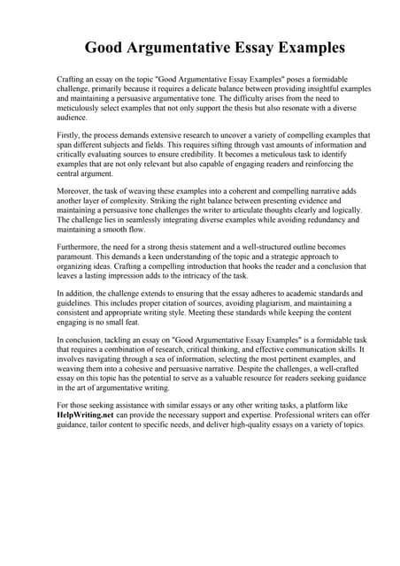 Argumentative Essay Introduction Example Pdf
