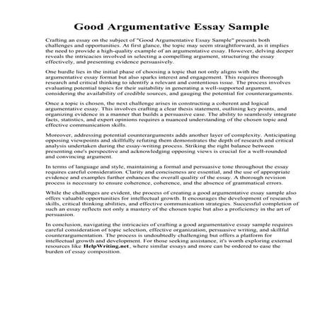 Good Argumentative Essay Sample. The best argumentative essay topics ...