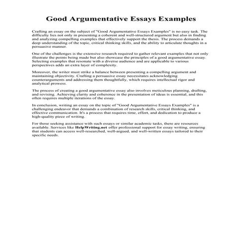 Good Argumentative Essays Examples | PDF | Homework and Study | Education