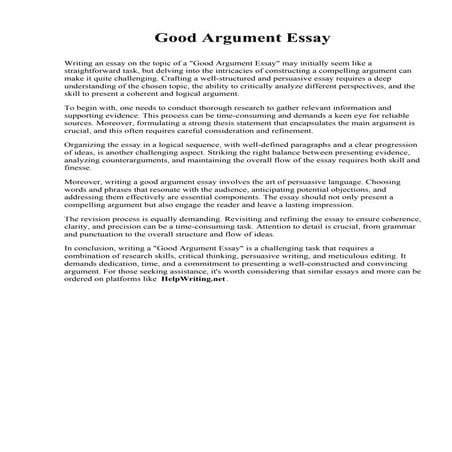 Good Argument Essay. American University (USA) | PDF