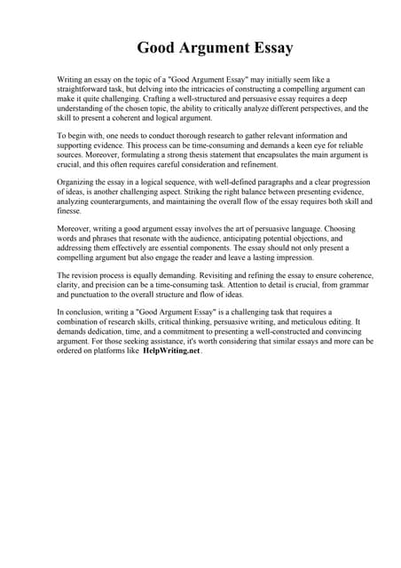 Example Of Good Argumentative Essay. Davis and Elkins College | PDF