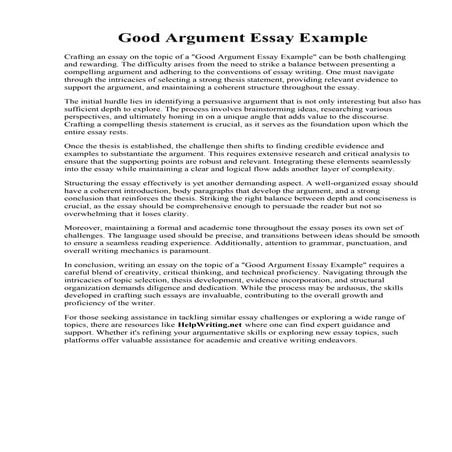 Good Argument Essay Example. 009 How To Write Claim For An ...