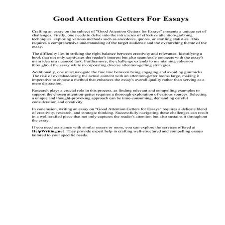 Examples Of Attention Grabbers For Essays | PDF