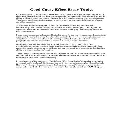 Good Cause Effect Essay Topics. 2 Cause and Effect Essay Examples That ...