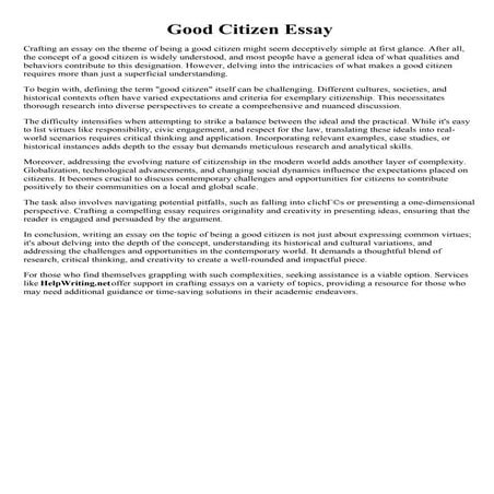 Good Citizen Essay | PDF