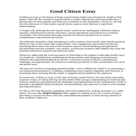 Good Citizen Essay | PDF