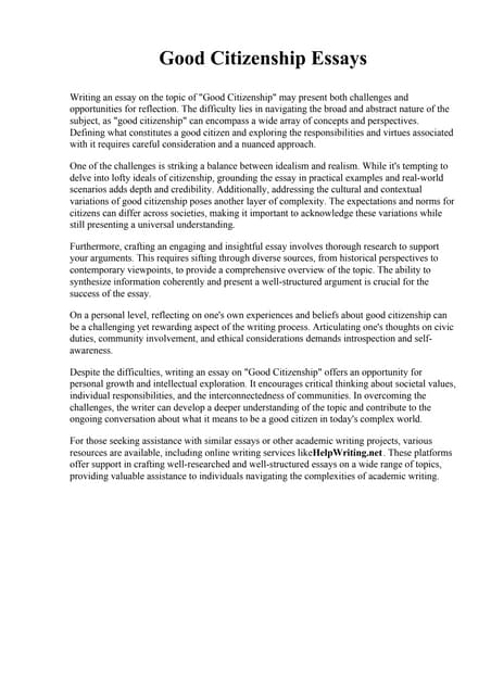 Good Citizen Essay | PDF