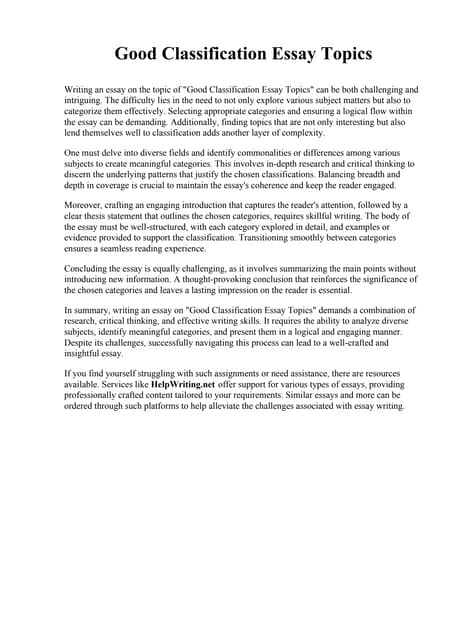 Examples Of Classification Essays.pdf | Homework and Study | Education
