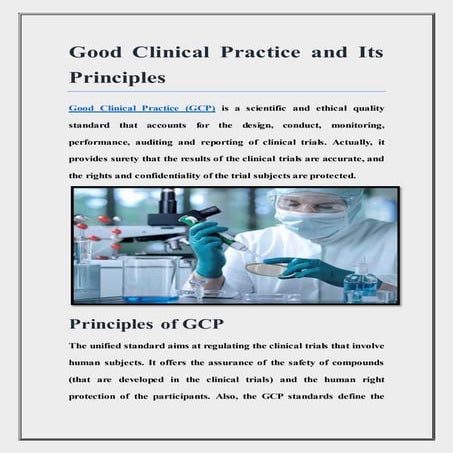 Good clinical practice and its principles | PDF