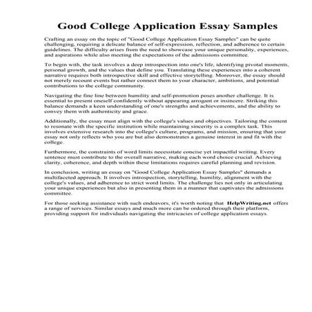 Good College Application Essay Samples. Striking College Application ...