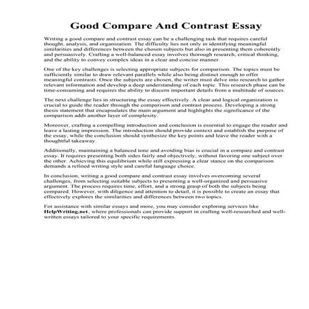 Good Compare And Contrast Essay | PDF