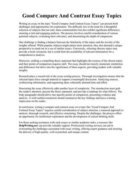 Essential elements of a compare contrast essay for virtual | PPT