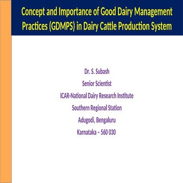 Good Dairy Management Practices for Dairy Cattle Production System | PPT