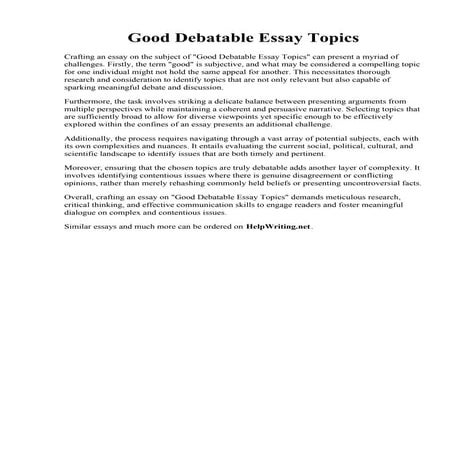 Good Debatable Essay Topics | PDF | Judaism | Religion & Spirituality