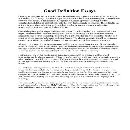 Good Definition Essays | PDF