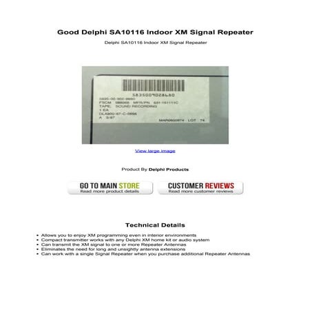 Good delphi sa10116 indoor xm signal repeater | PDF