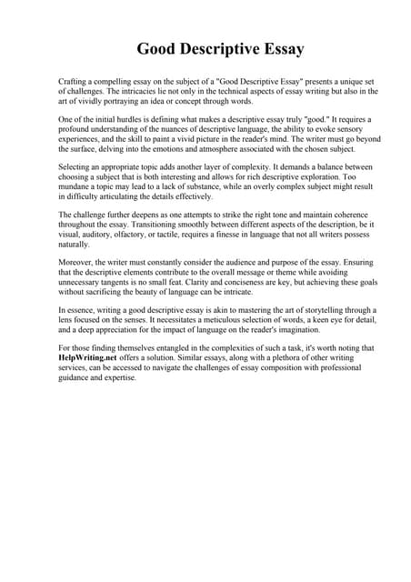 A Descriptive Essay About A Place | PDF