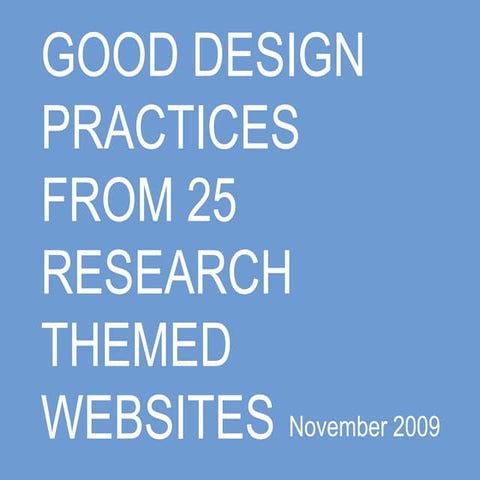 Good Design Practices From 25 Research Themed Websites | PPT
