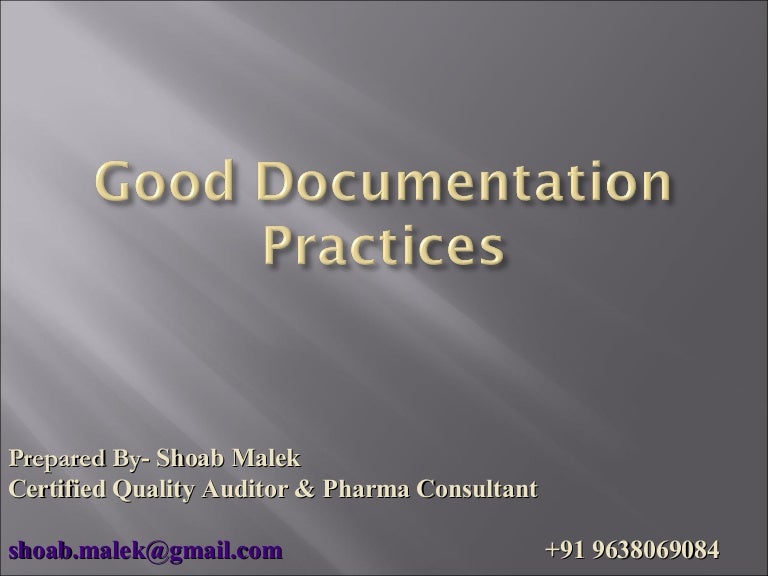Good documentation practice