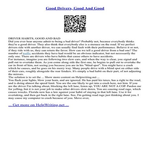Good Drivers, Good And Good | PDF