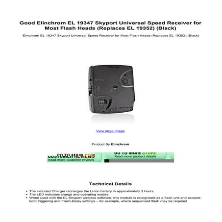 Good elinchrom el 19347 skyport universal speed receiver for most flash ...