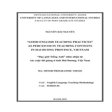 Good English Teaching Practices” As Perceived In Teaching Contests In