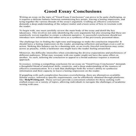 Good Essay Conclusions. . Essay Writing Conclusion Maker | PDF ...