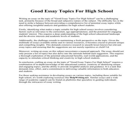 Good Essay Topics For High School.pdf
