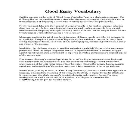 Good Essay Vocabulary. Vocabulary for Writing Essay - English Study ...