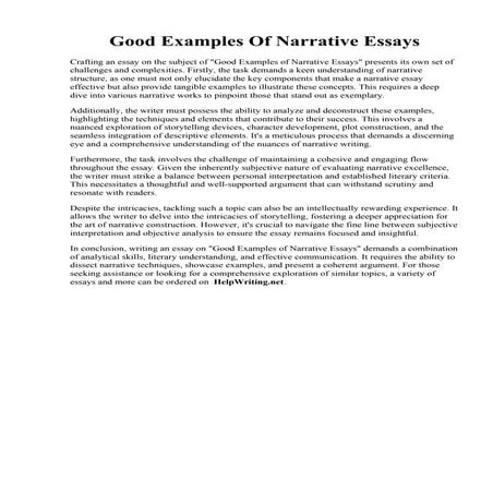 Good Examples Of Narrative Essays | PDF