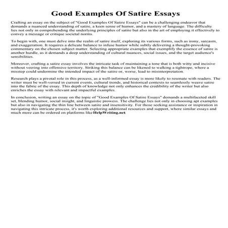 Good Examples Of Satire Essays | PDF