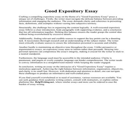 Good Expository Essay.pdfGood Expository Essay. ️ How to do an ...