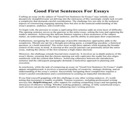 Good First Sentences For Essays | PDF