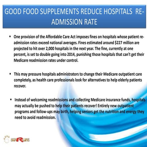 Good Food Supplements Reduce Hospitals Re-admission rate | PPTX