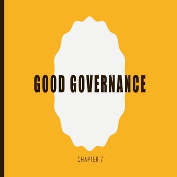 Good governance | PPTX | Financial Regulation | Economy