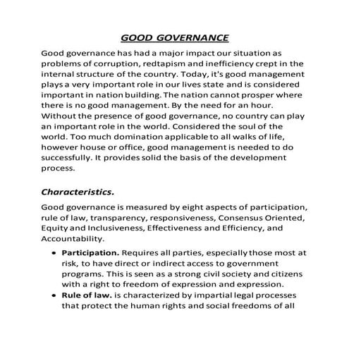 Good governance | PDF