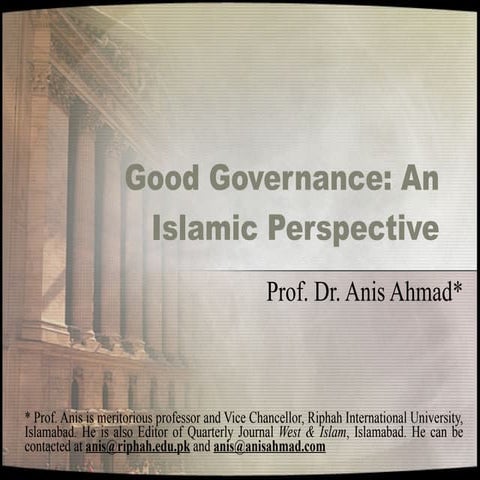 Principles Of Good Governance In Islam – FDOMF