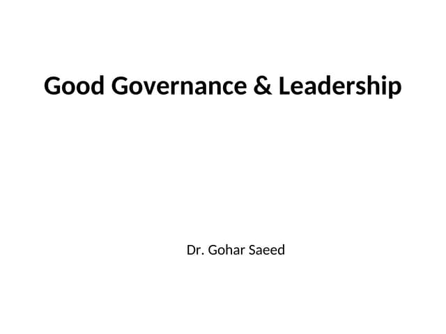 Understanding the Concept of Good Governance | PPTX