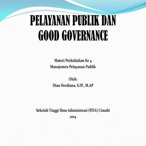 Good Governance dan Pelayanan Publik | PDF