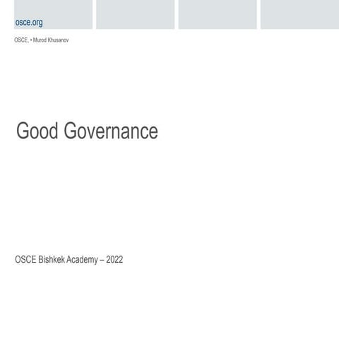 Good Governance module - OSCE Academy 2022 | PDF