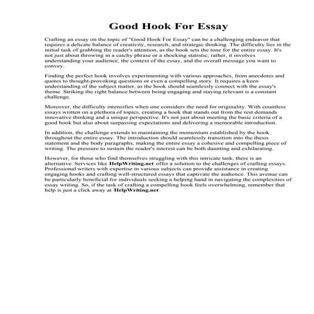 Good Hook For Essay | PDF