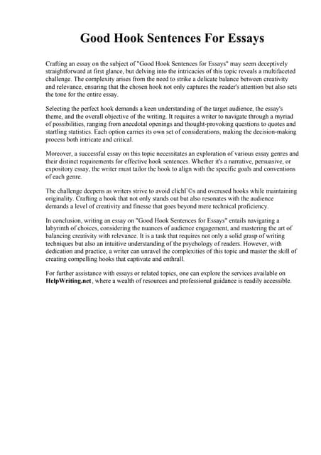 Essay Hooks Examples | PDF