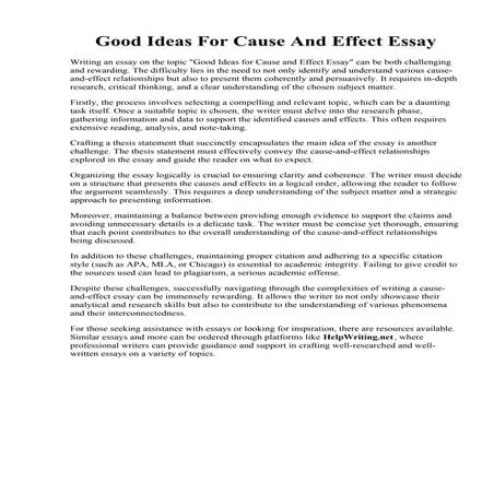 Good Ideas For Cause And Effect Essay.pdf
