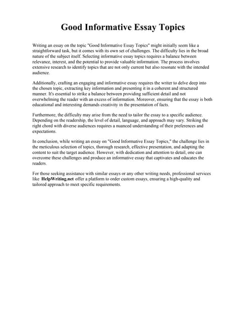 Topics For Informative Essays. Westchester Community College | PDF ...