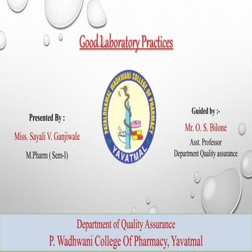 Good laboratory practices.pptx | Pharmaceutical Industry | Industries